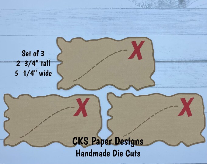 Handmade Paper Die Cut Set of 3 Treasure Maps Paper Piecing ...