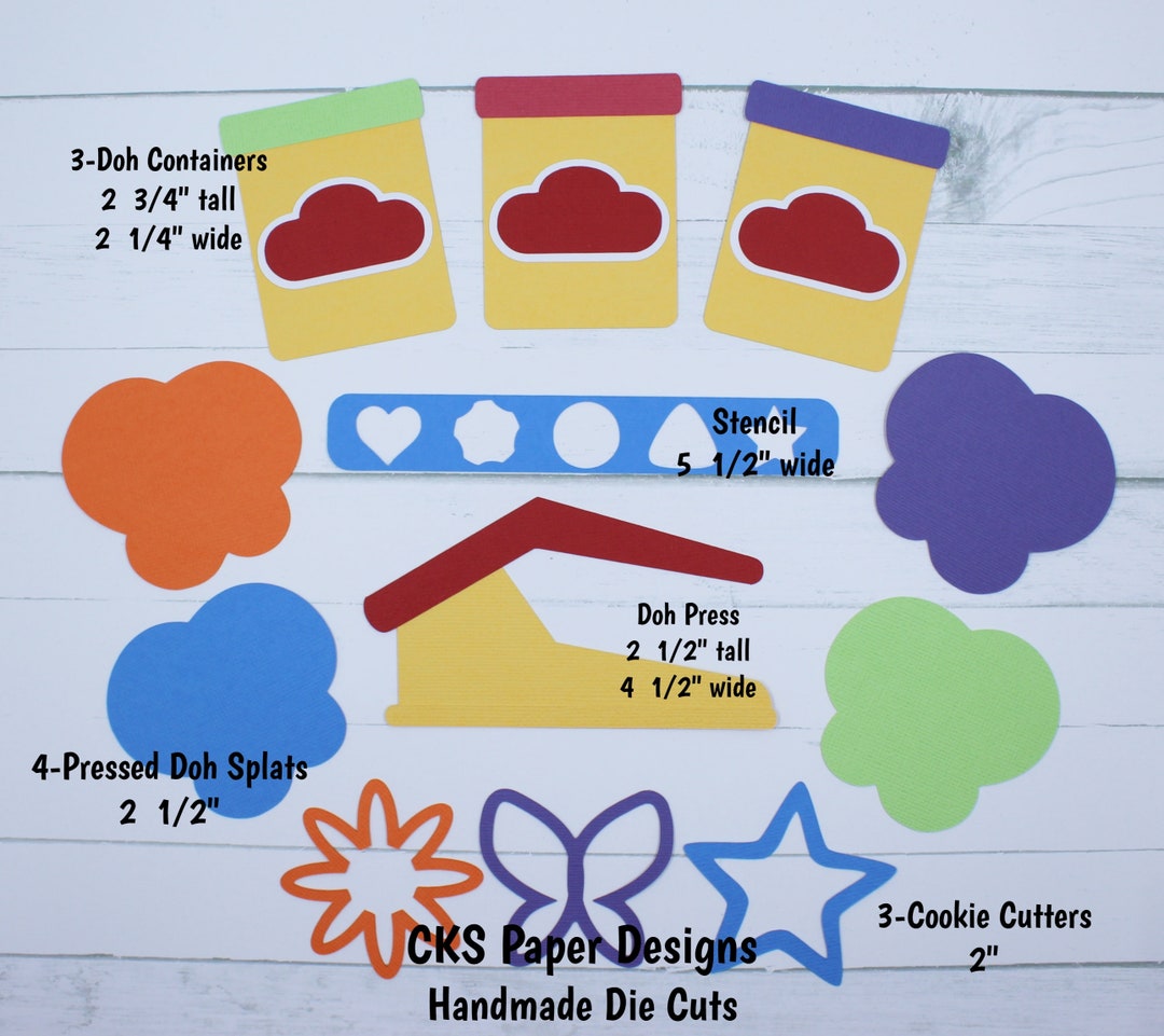 Handmade Paper Die Cut PLAY DOH Set Dough Paper Piecing Scrapbook ...