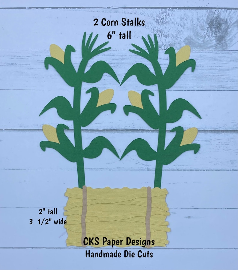 Handmade Paper Die Cut HAY BALE & CORN Stalks Paper Piecing Scrapbook ...