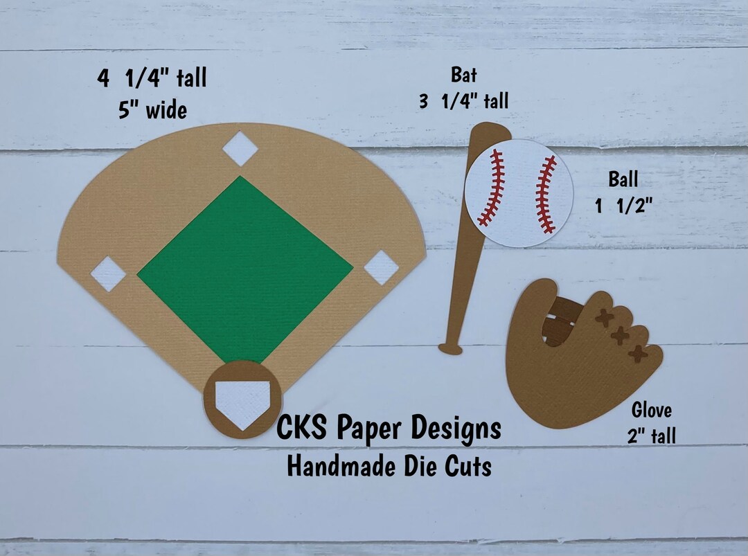 Handmade Paper Die Cut BASEBALL DIAMOND Bat Ball & Glove Scrapbook Page ...