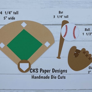 Handmade Paper Die Cut BASEBALL DIAMOND Bat Ball & Glove Scrapbook Page ...
