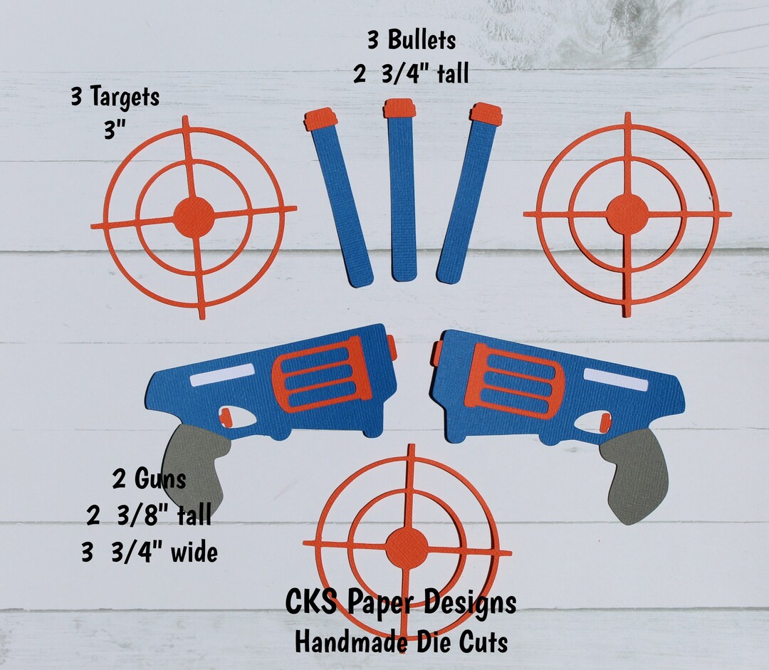 Handmade Paper Die Cut TOY GUN & BULLETS Game Paper Piecing Scrapbook ...