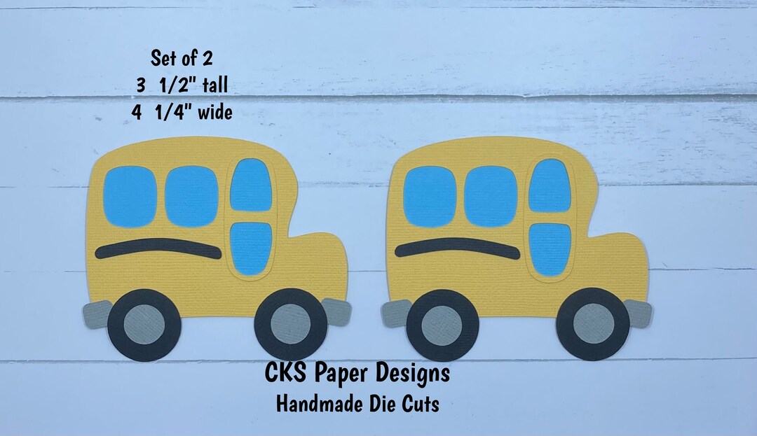 Handmade Paper Die Cut Set of 2 SMALL SCHOOL BUS Buses Paper Piecing ...