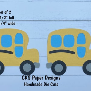 Handmade Paper Die Cut Set of 2 SMALL SCHOOL BUS Buses Paper Piecing ...