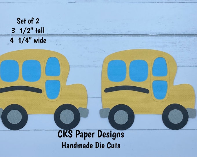 Handmade Paper Die Cut Set of 2 SMALL SCHOOL BUS Buses Paper Piecing ...
