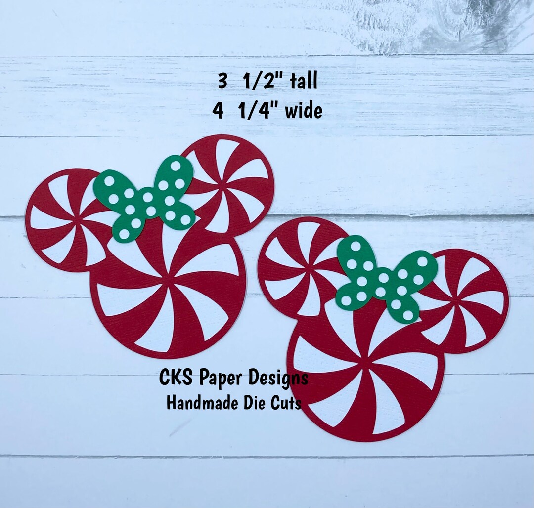 Handmade Paper Die Cut Minnie Mouse PEPPERMINT HEADS Set of 2 Disney ...
