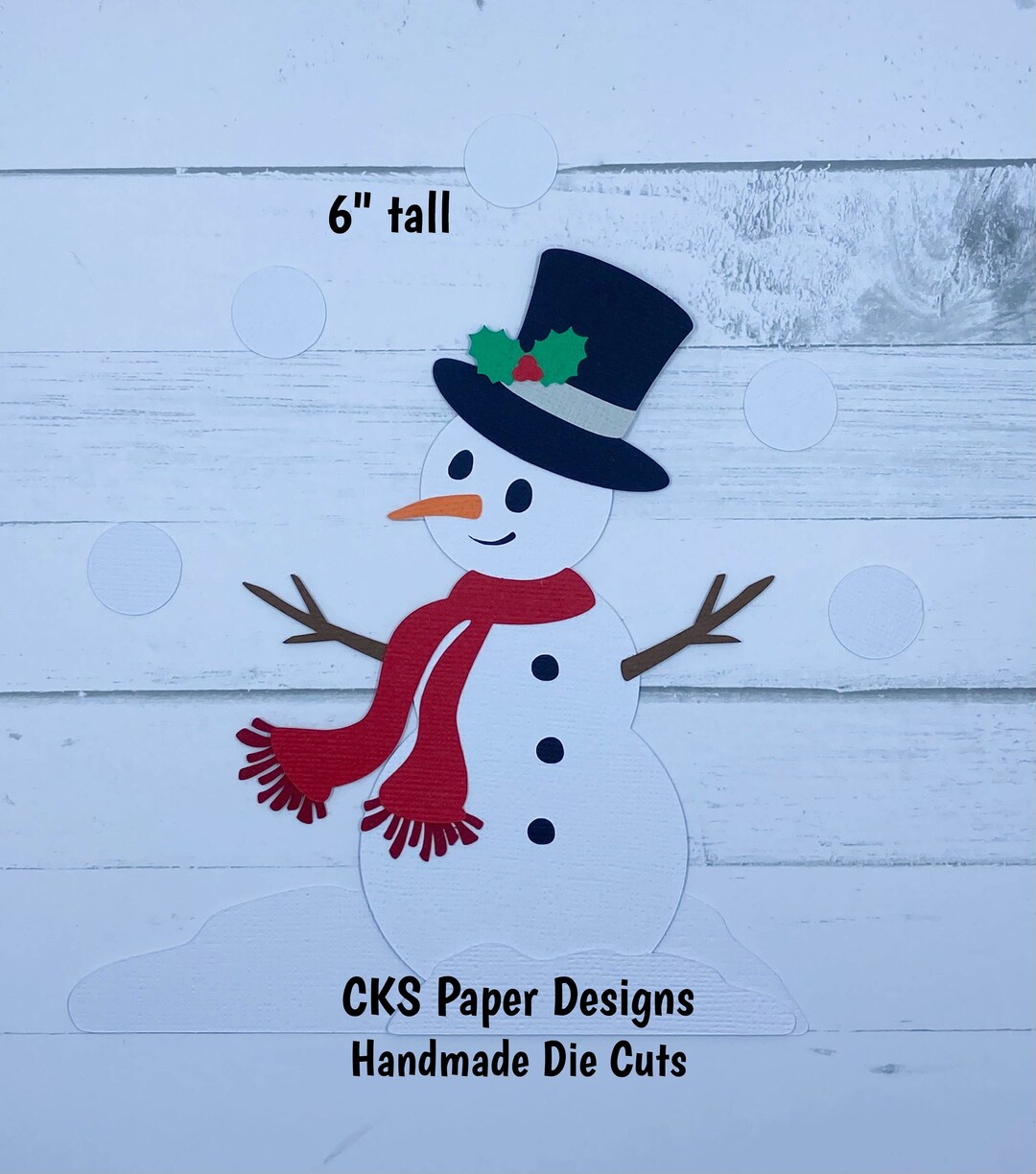 Handmade Paper Die Cut SNOWMAN Winter Christmas Scrapbook Page ...
