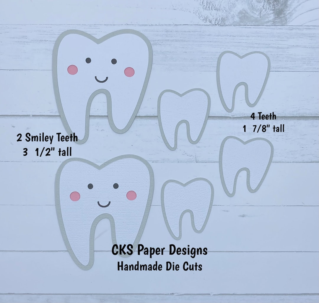 Handmade Paper Die Cut TOOTH/TEETH Set of 6 Scrapbook Page ...