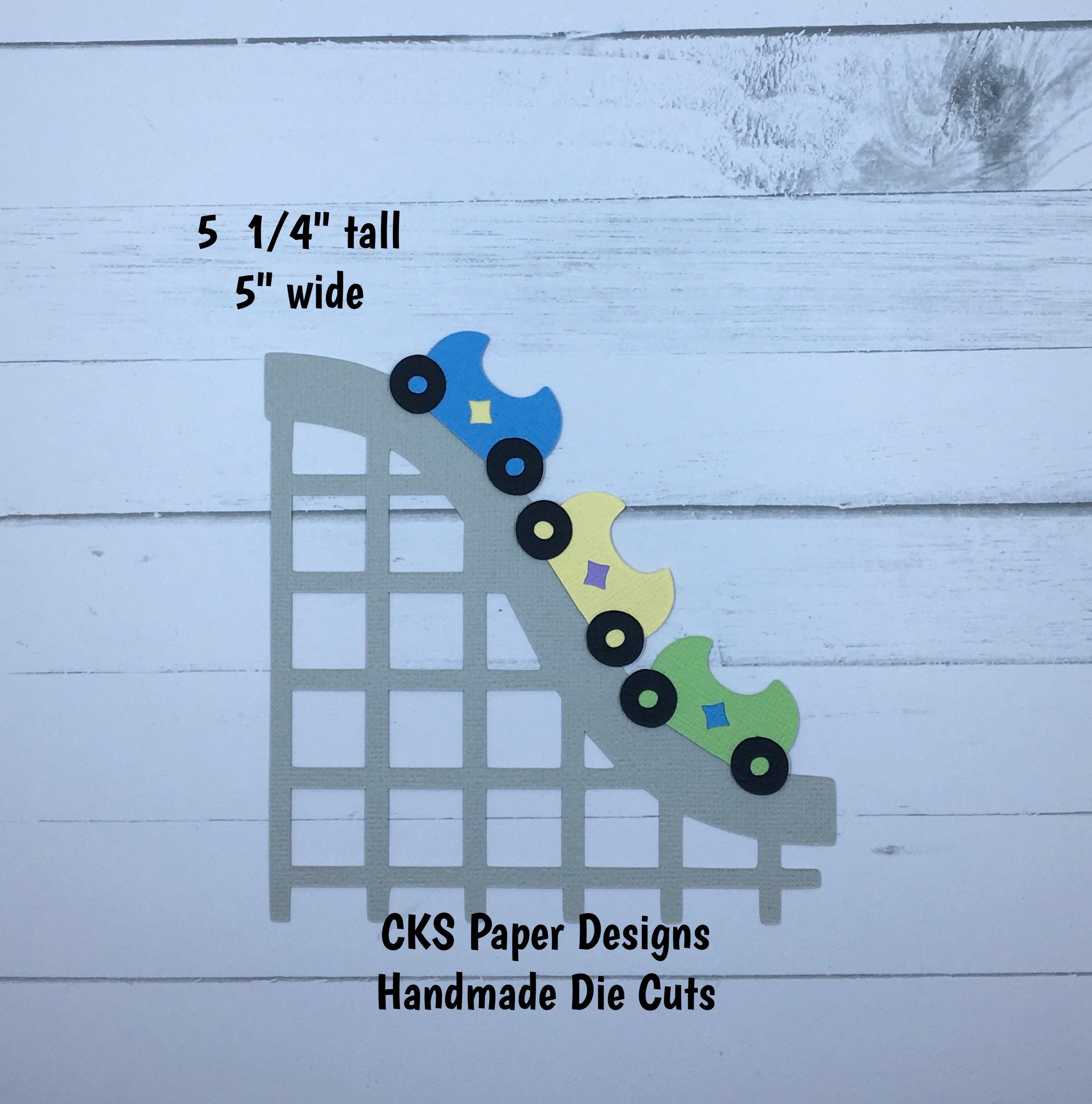 Handmade Paper Die Cut ROLLER COASTER (style 2) Fair Carnival Ride Park ...