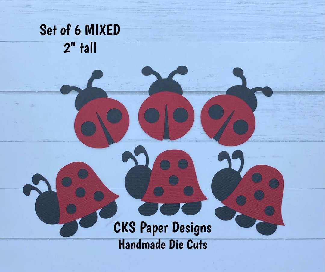 Handmade Paper Die Cut Set of 6 Ladybugs Bug Paper Piecing Scrapbook ...