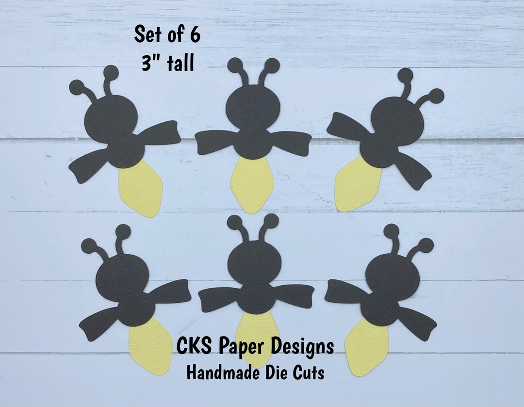 Handmade Paper Die Cut Set of 6 FIREFLIES Lightning Bugs Scrapbook Page ...