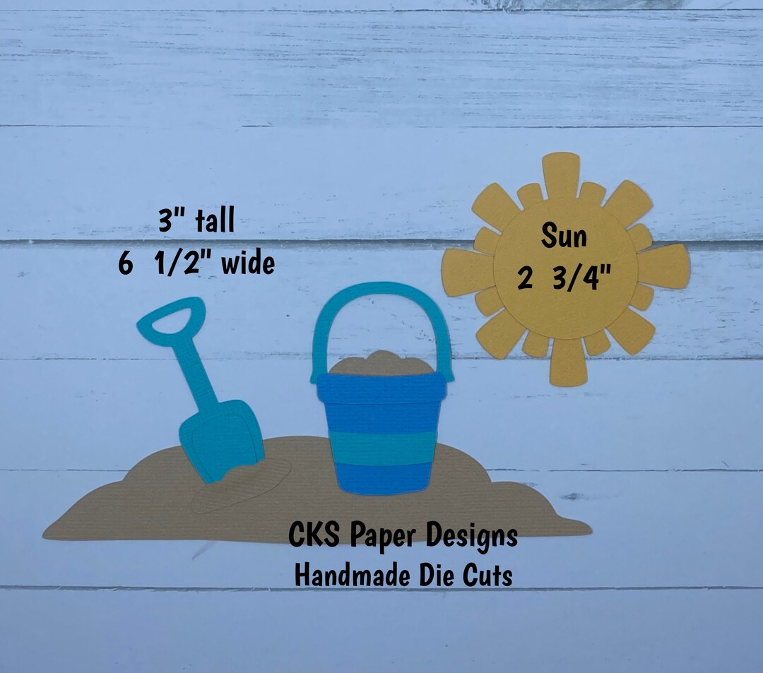Handmade Paper Die Cut SAND BUCKET Playing in Sand Beach Paper Piecing ...