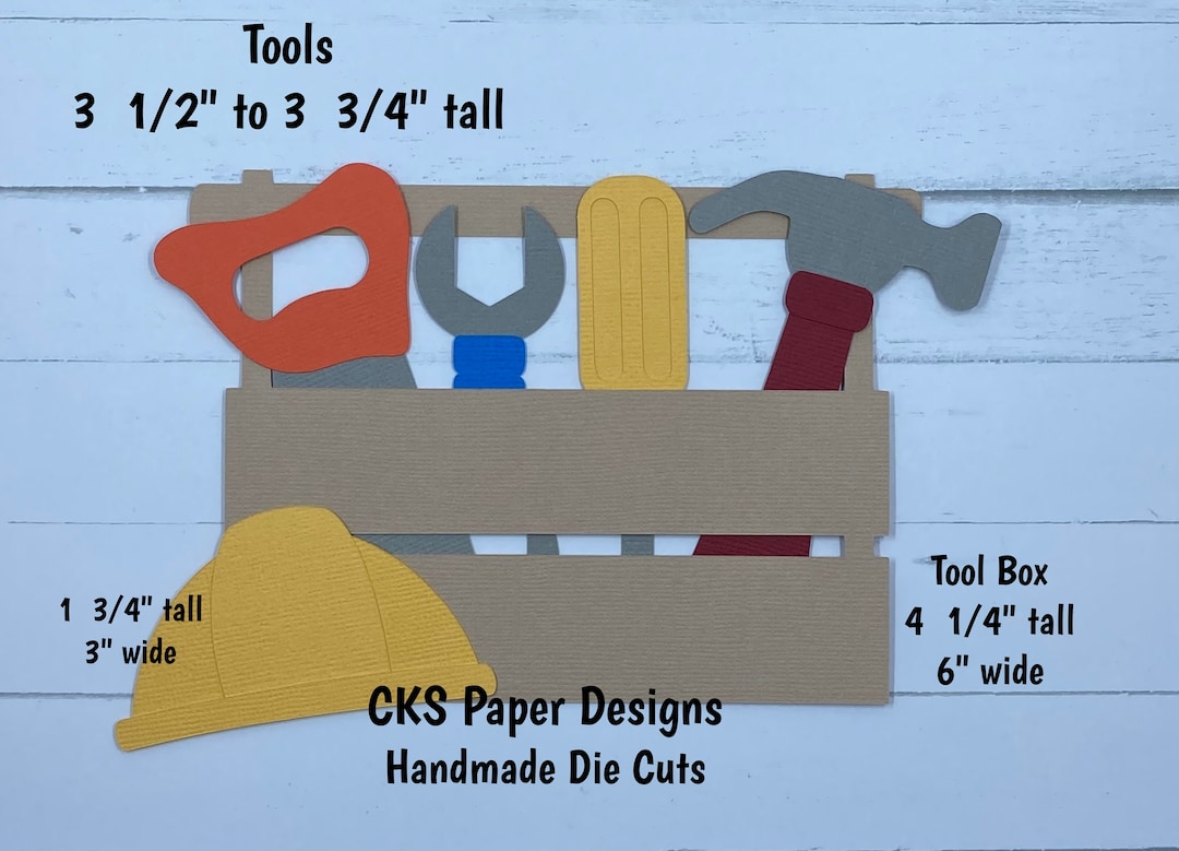 Handmade Paper Die Cut TOOL BOX & TOOLS Scrapbook Page Embellishments ...