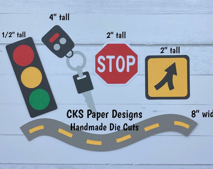 Handmade Paper Die Cut NEW DRIVER SET Road Trip Scrapbook Page ...