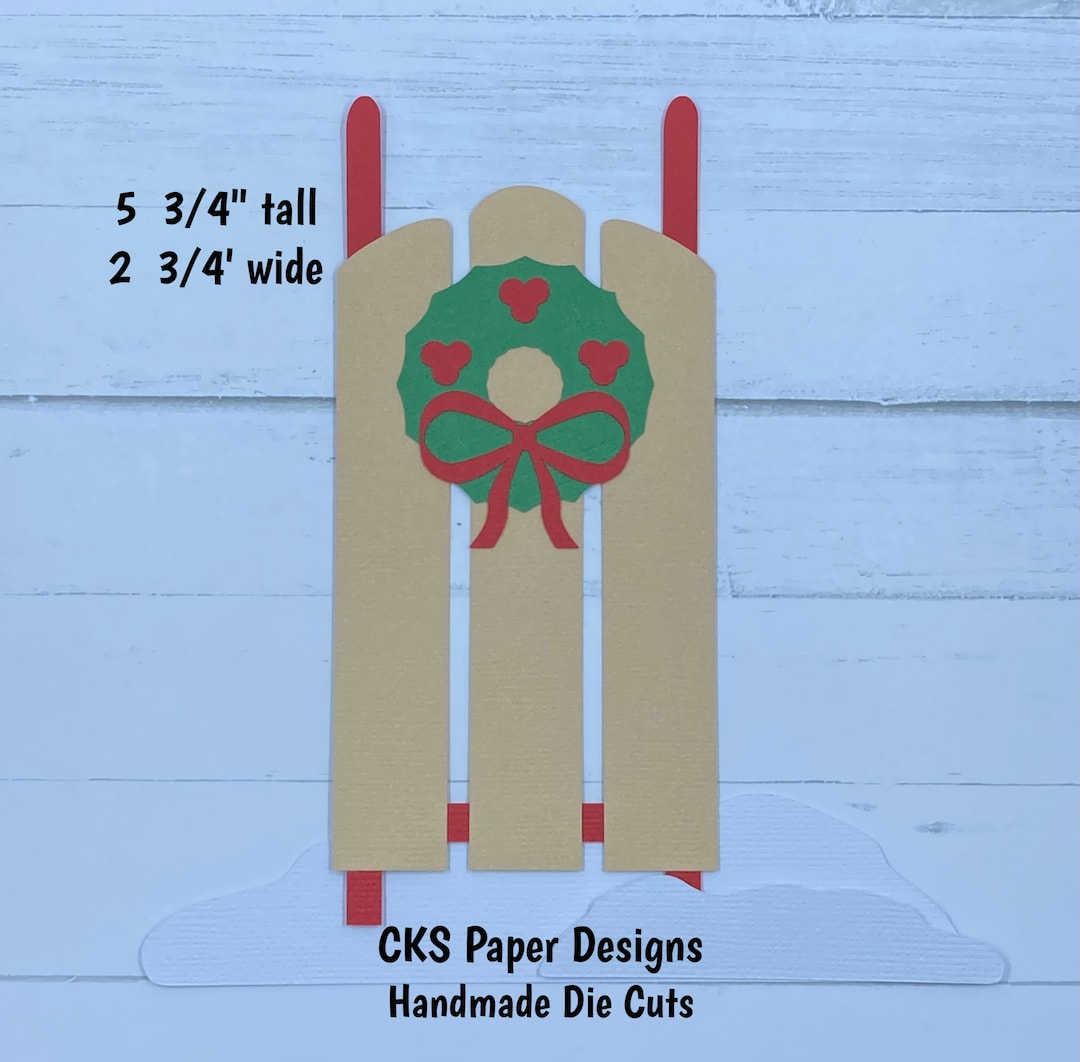 Handmade Paper Die Cut SNOW SLED Winter Christmas Handmade Scrapbook ...