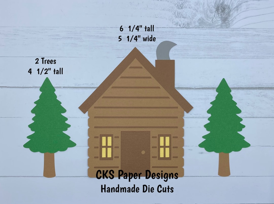 Handmade Paper Die Cut LOG CABIN Outdoors Woods Camping Scrapbook Page ...