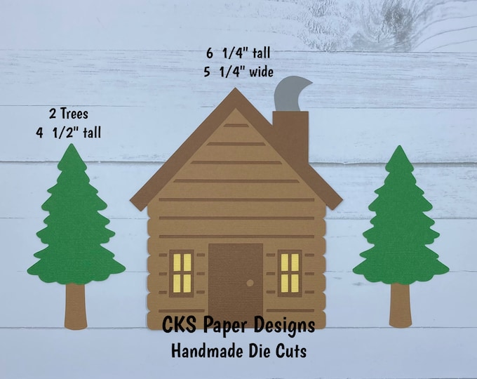 Handmade Paper Die Cut LOG CABIN Outdoors Woods Camping Scrapbook Page ...