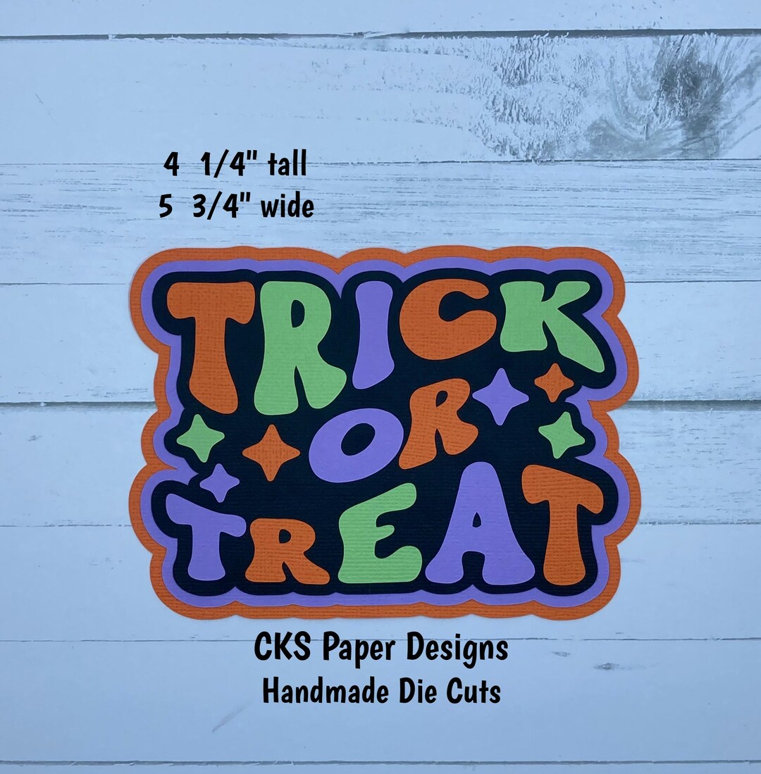 Handmade Paper Die Cut TRICK OR TREAT Title (style 2) Scrapbook Page ...
