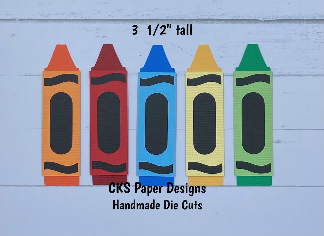 Handmade Paper Die Cut CRAYONS Set of 5 Paper Piecing Scrapbook Page ...