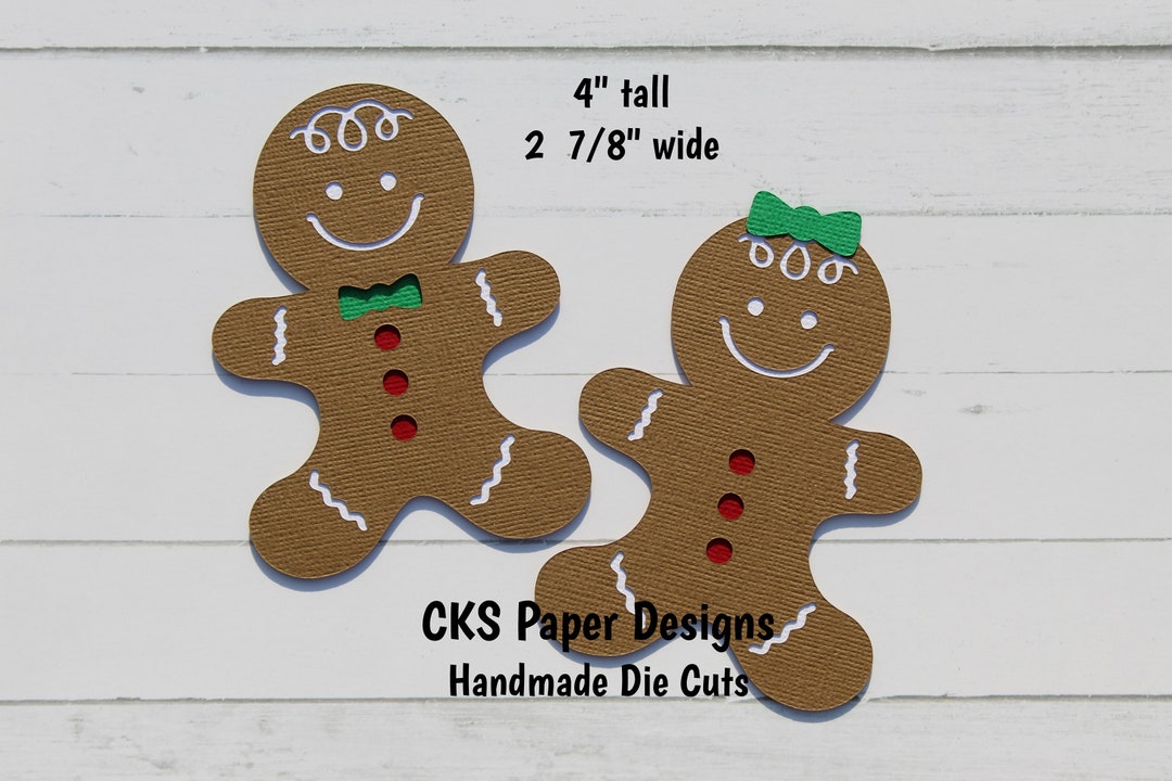 Handmade Paper Die Cut GINGERBREAD MEN SET Christmas Paper Piecing ...