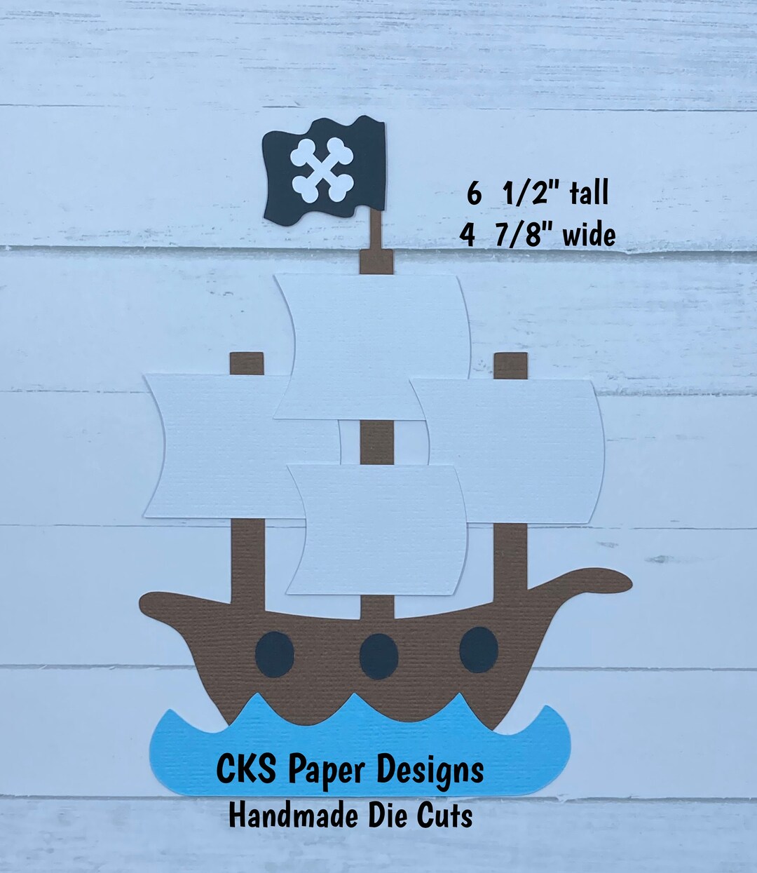 Handmade Paper Die Cut PIRATE SHIP Paper Piecing Embellishment for ...