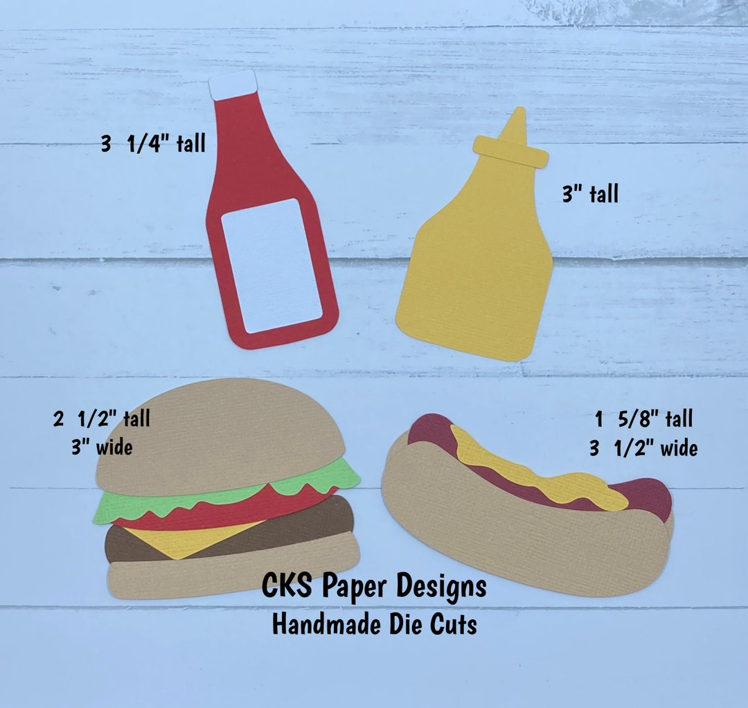 Handmade Paper Die Cut HAMBURGER & HOT DOG Scrapbook Page ...