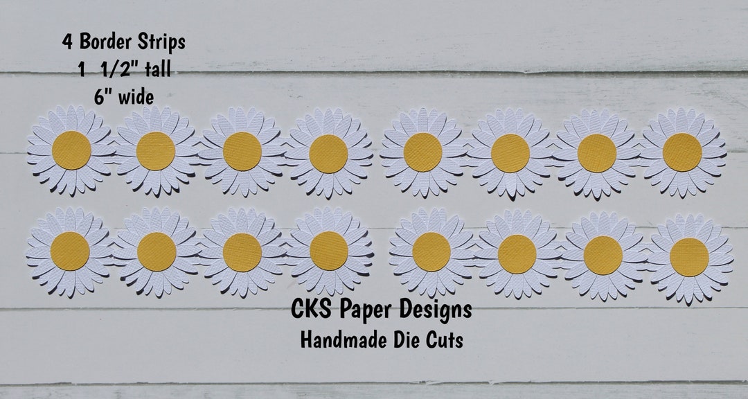Handmade Paper Die Cut BORDER Daisy Flowers Scrapbook Page ...