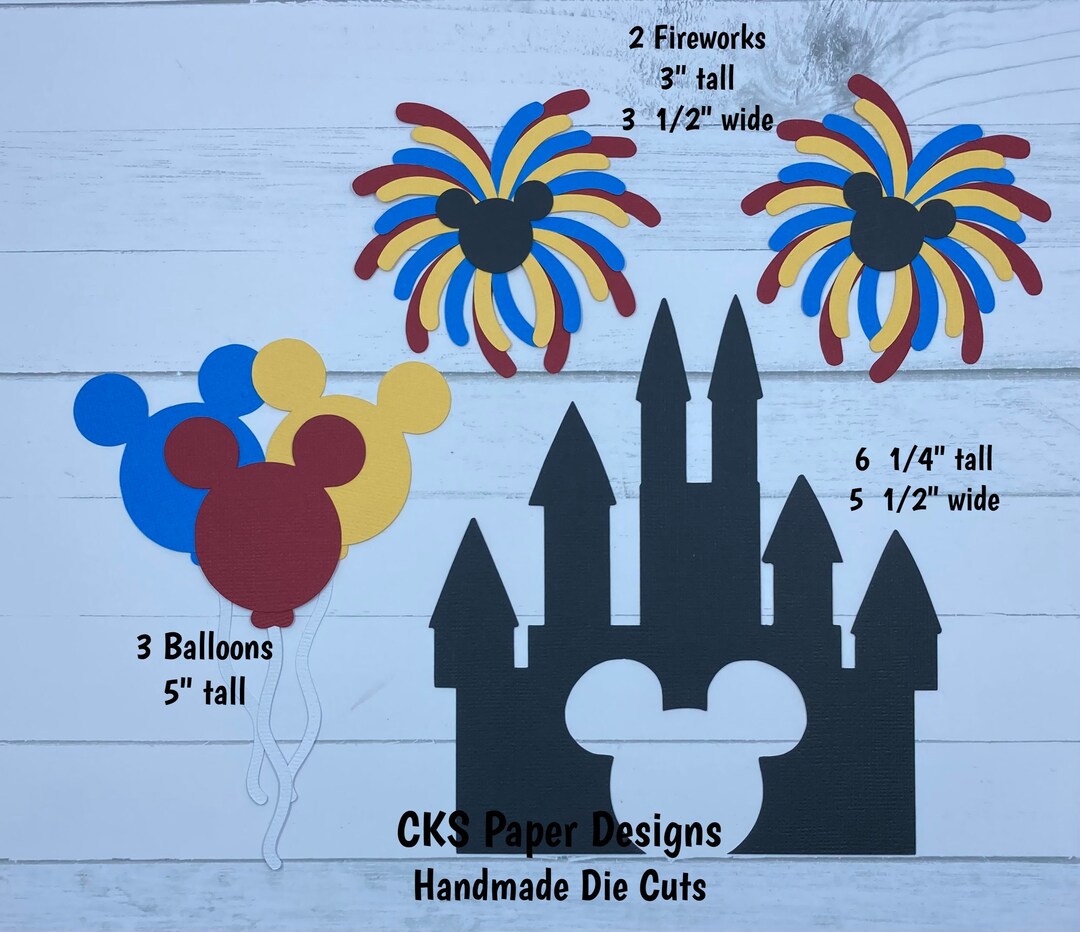Handmade Paper Die Cut Disney Magic Kingdom CASTLE Mickey Fireworks ...