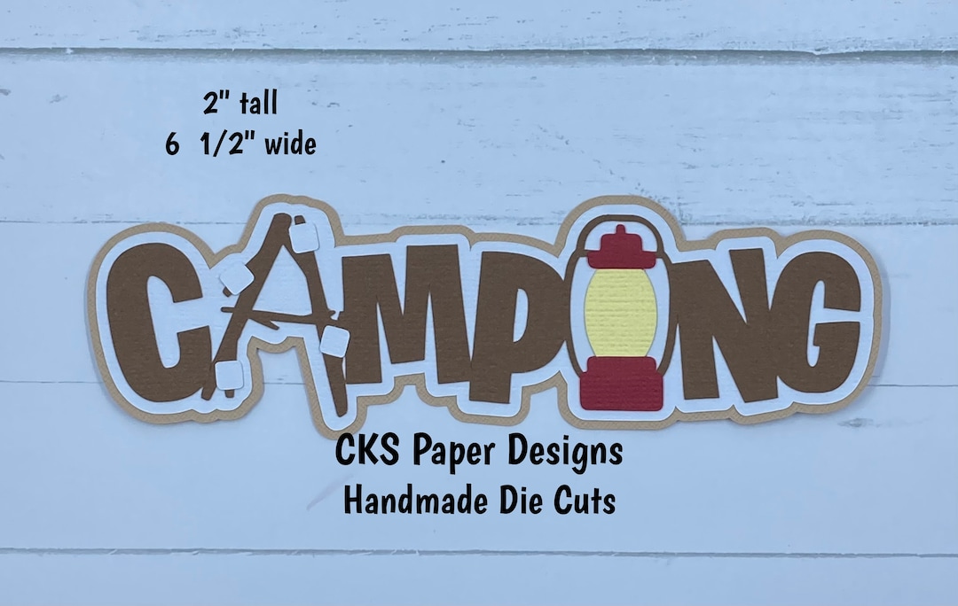 Handmade Paper Die Cut CAMPING Title Paper Piecing Scrapbook Page ...