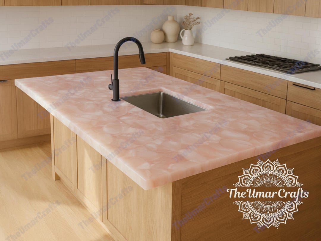 Rose Quartz Kitchen Island Countertop, Pink Crystal Stone Slab - Etsy