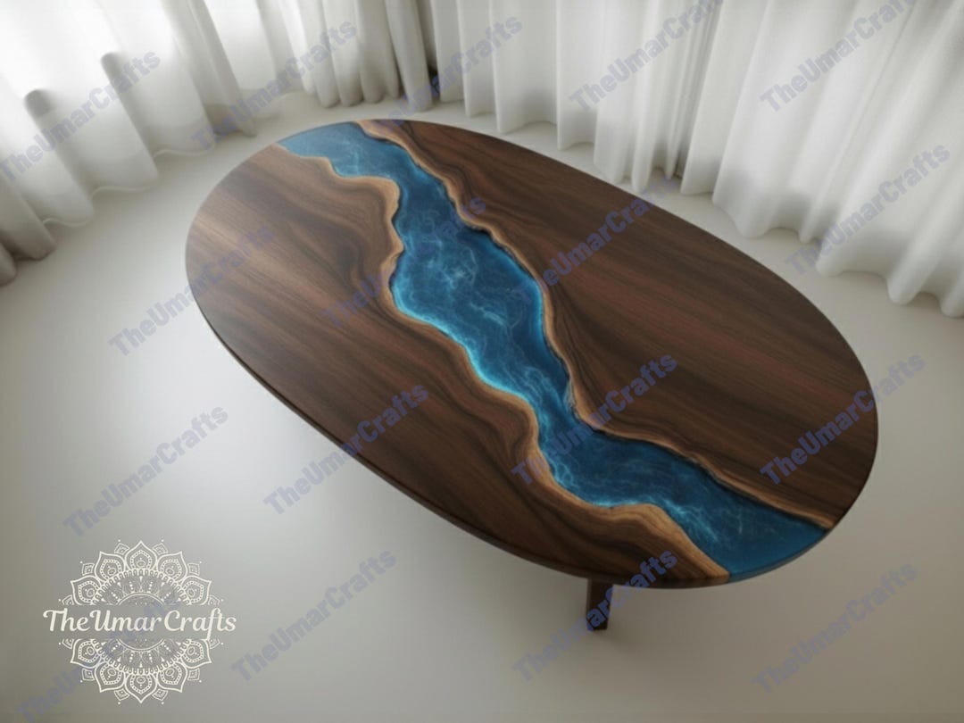 Bespoke Oval Epoxy River Table - Etsy