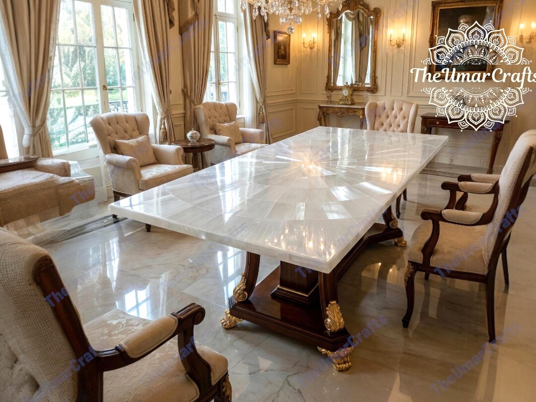 Royal Selenite Rectangular Dining Table - Etsy