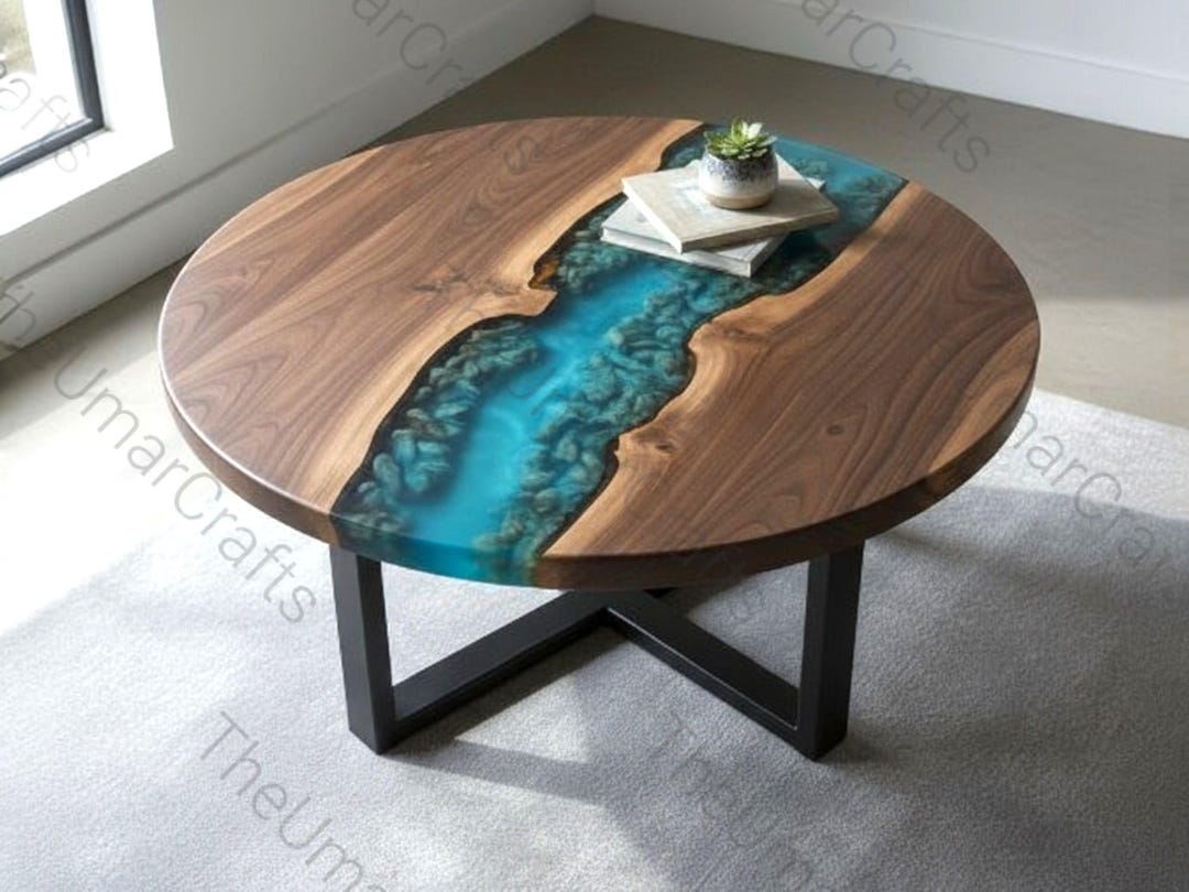 River Rocks Epoxy Resin Table - Etsy