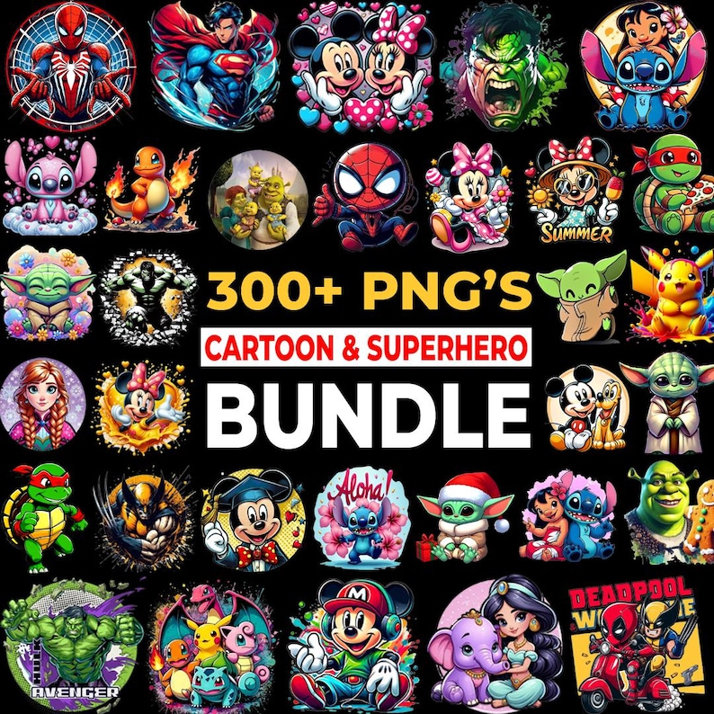 300+ Cartoon Mega Bundle PNG, Cartoon Characters, Cartoons Bundle ...