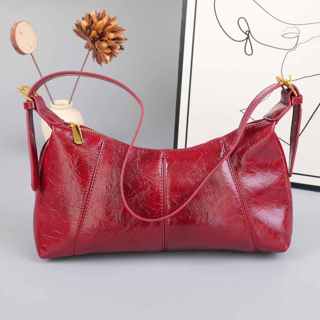 PU Leather Shoulder Bag With Zipper Closure, Small Hobo Style Handbag ...