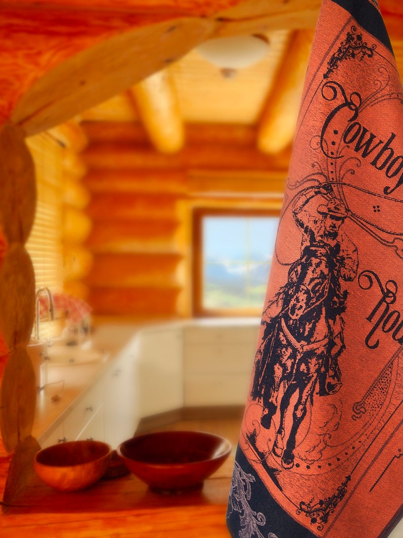 Cowboy Rodeo Jacquard Tea Towel Luxury Kitchen Towels | Etsy
