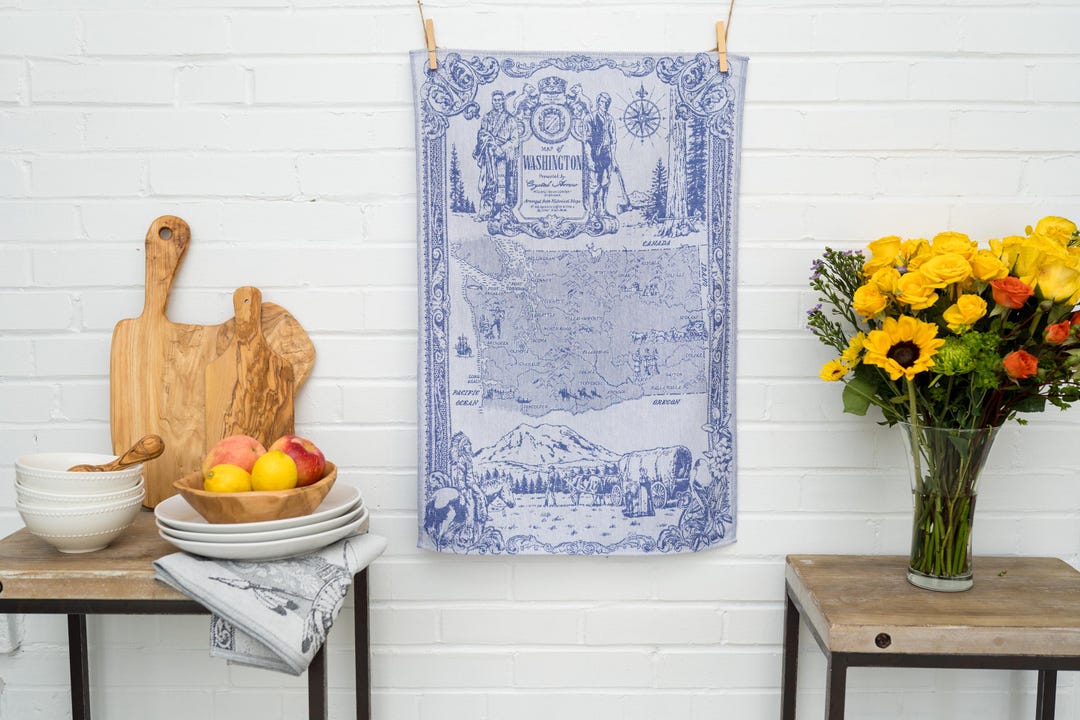 Washington State Map Tea Towel: Jacquard Woven Cotton Kitchen Decor - Etsy