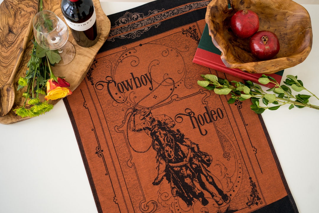 Cowboy Rodeo Jacquard Tea Towel | Luxury Kitchen Towels | Southwestern ...
