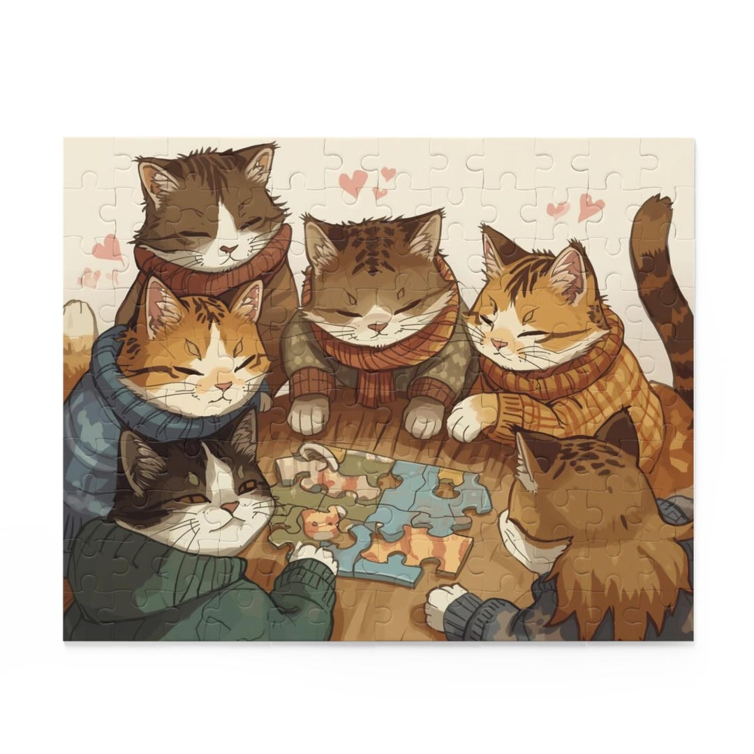 Cats Solving Puzzle Puzzle | 500, 252, 120 Piece Jigsaw - Etsy