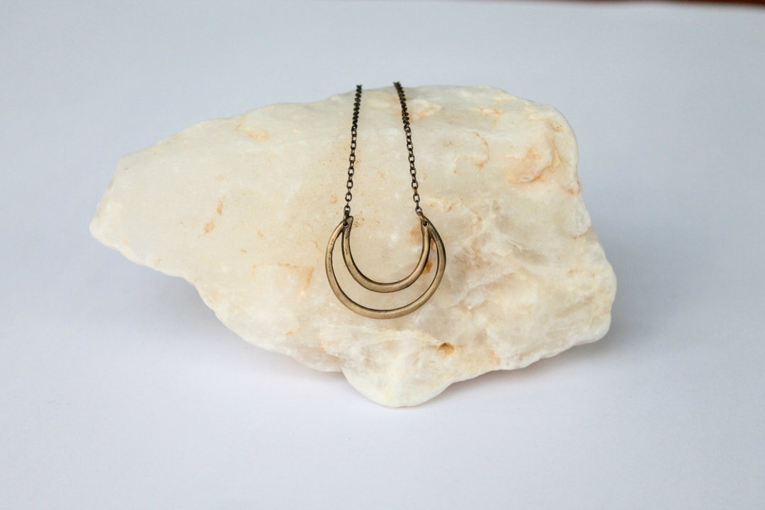 Bronze Crescent Necklace / Sterling Silver Necklace / Gift / Bohemian ...