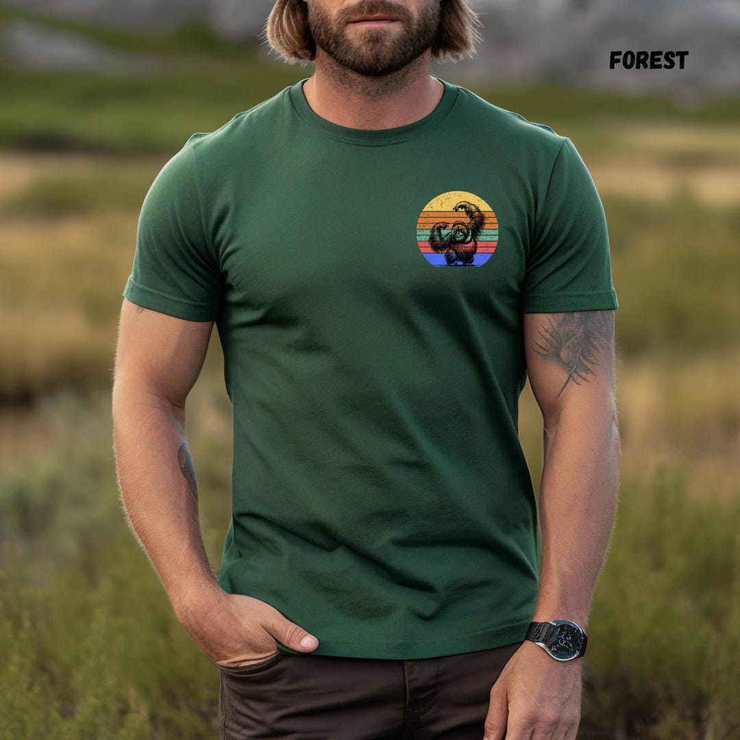 Orangutan Mens T-shirt Vintage Sunset Retro 70s Graphic Tee Primate ...