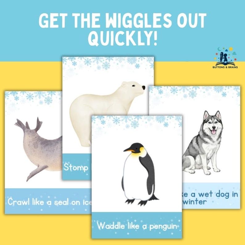 Printable Winter Movement Cards for Kids | Brain Break Cards | Indoor ...