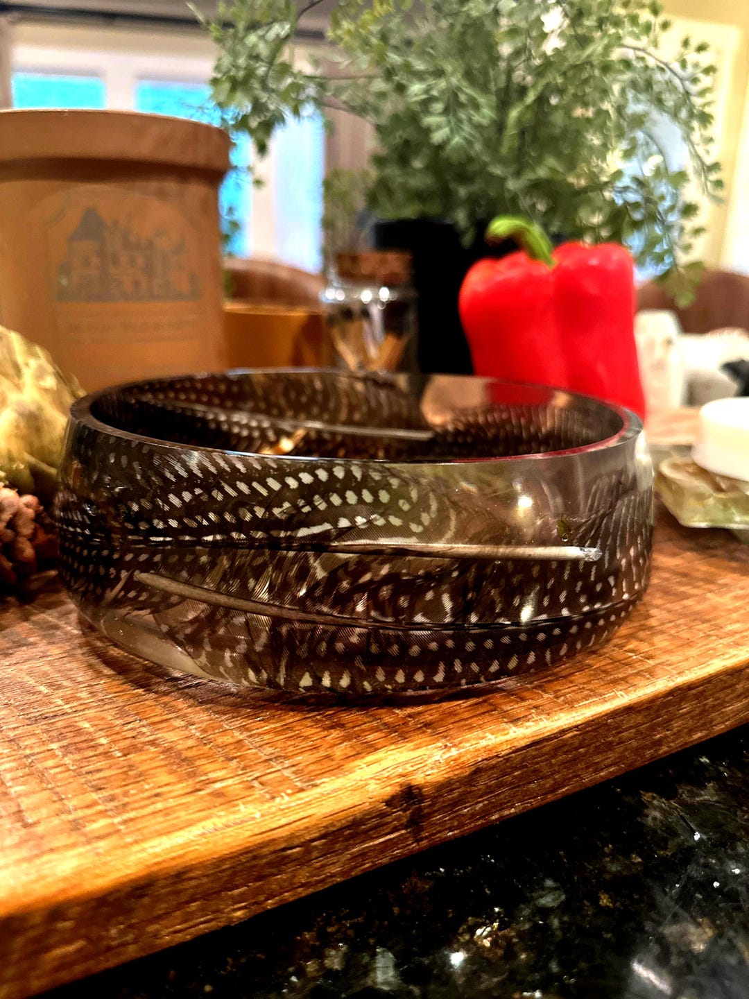 Handmade Feather-inlay Resin Bowl – Boho Home Decor - One of a Kind ...