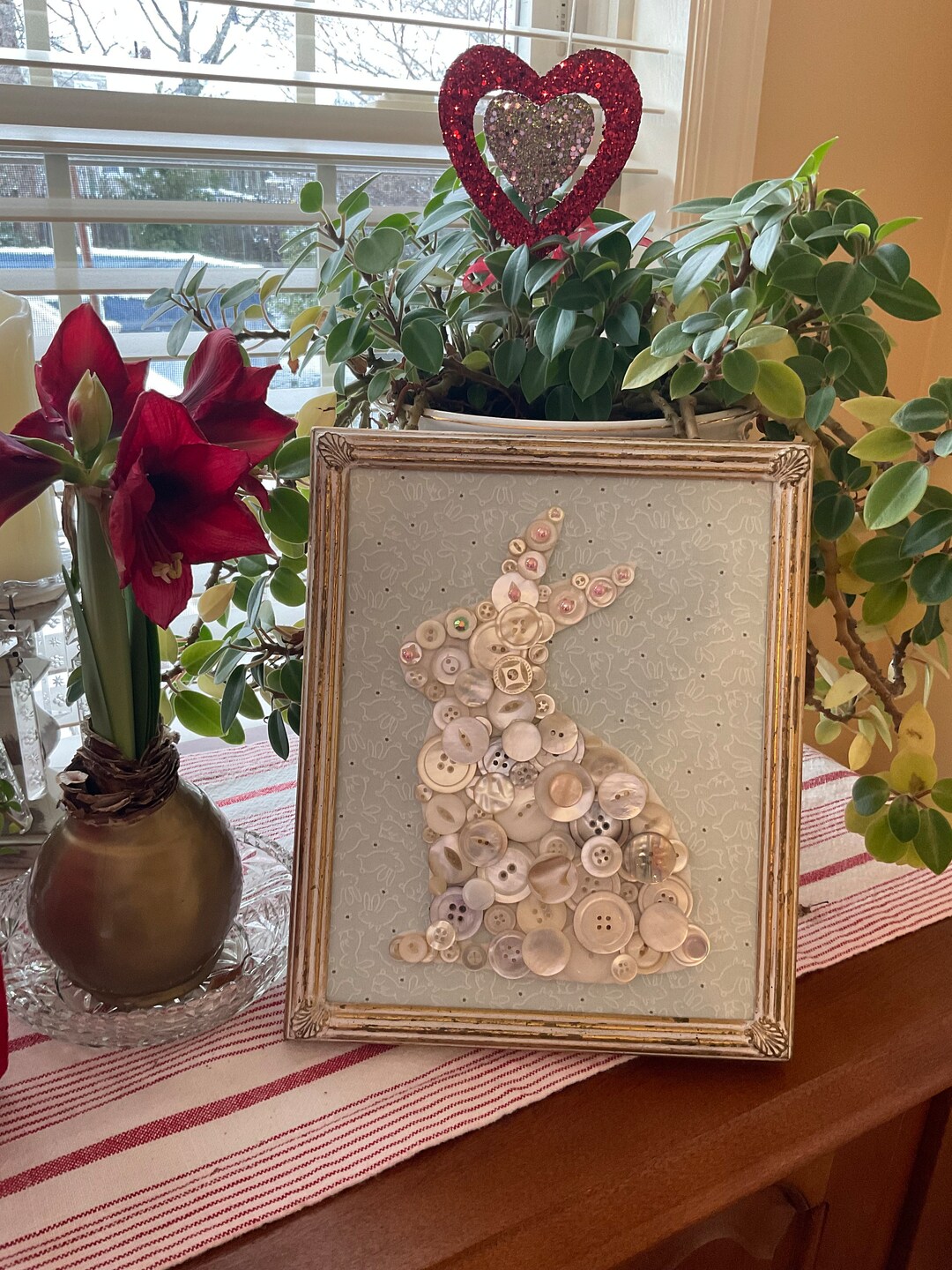 Handmade Bunny Vintage Button Art,easter Spring Decor, Baby Bunny ...