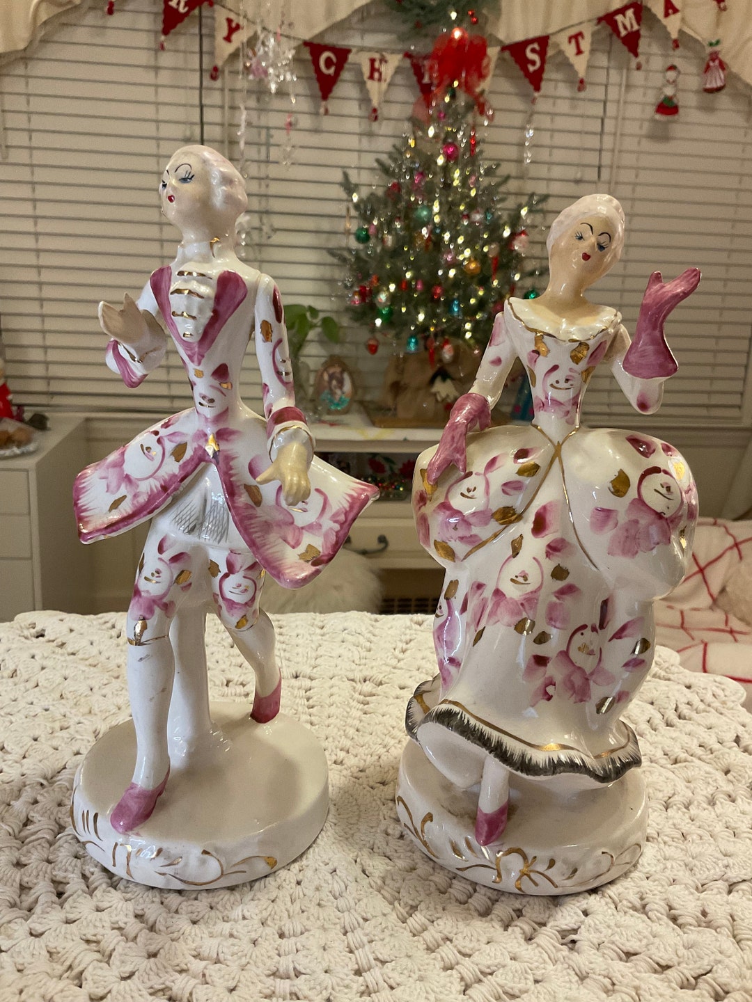 Vintage Victorian Porcelain Figurines Dressed for A Party, Valentine ...