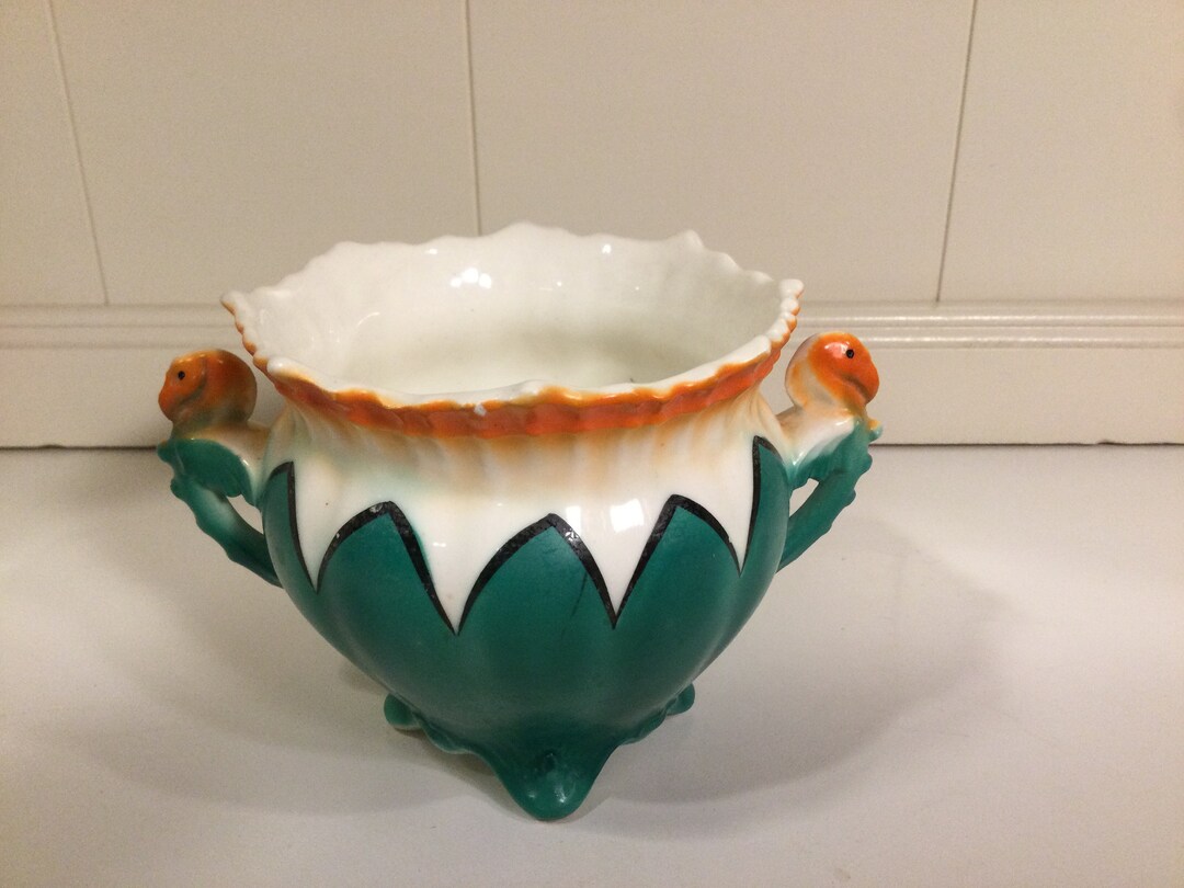 Very Rare Vintage Czechoslovakia Pottery Planter Vase With Griffin Bird ...
