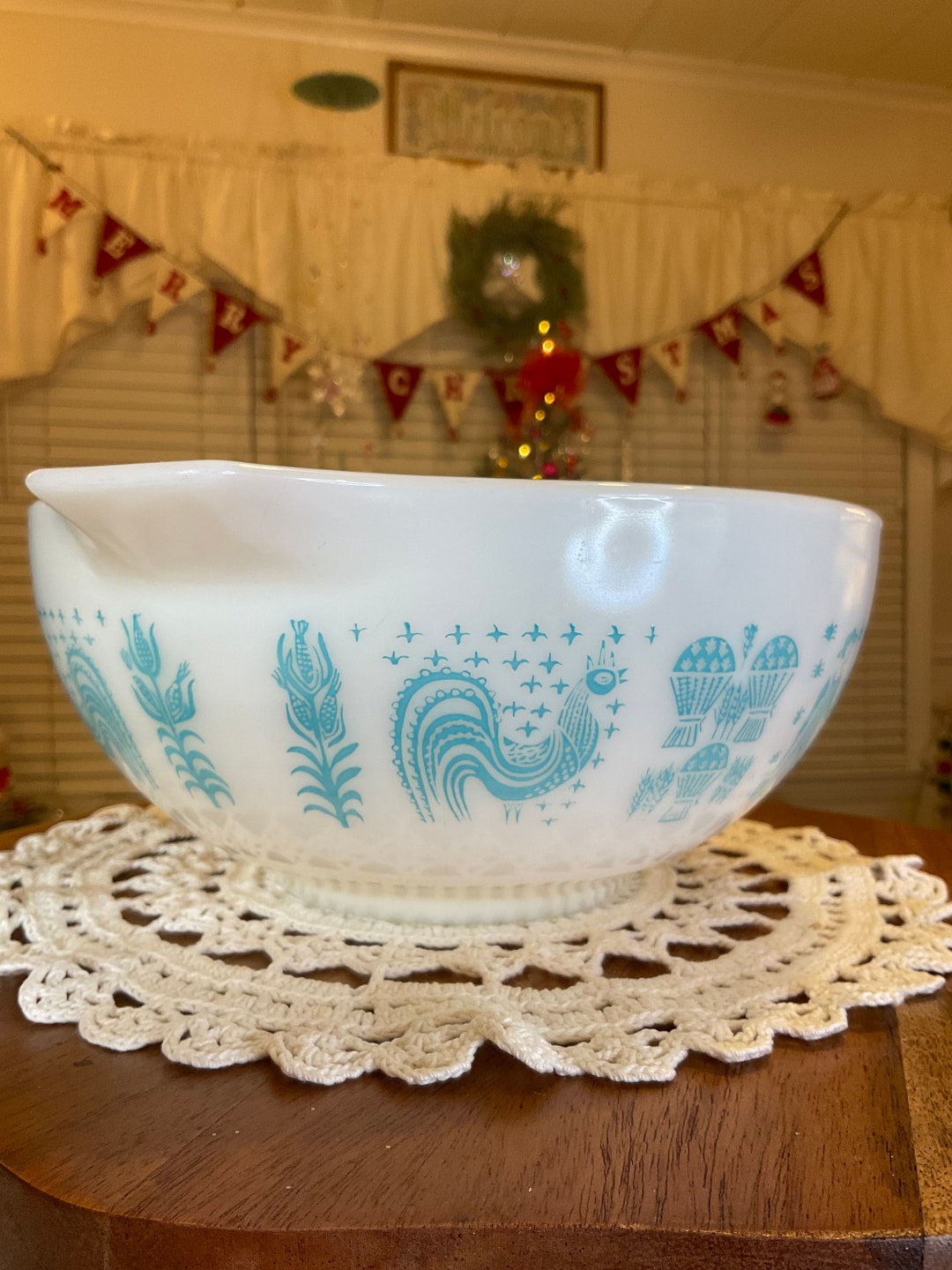 Vintage Pyrex Blue and White Amish Butterprint Mixing Bowl #443 1/2 QT ...