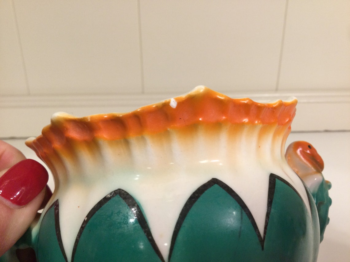 Very Rare Vintage Czechoslovakia Pottery Planter Vase With | Etsy