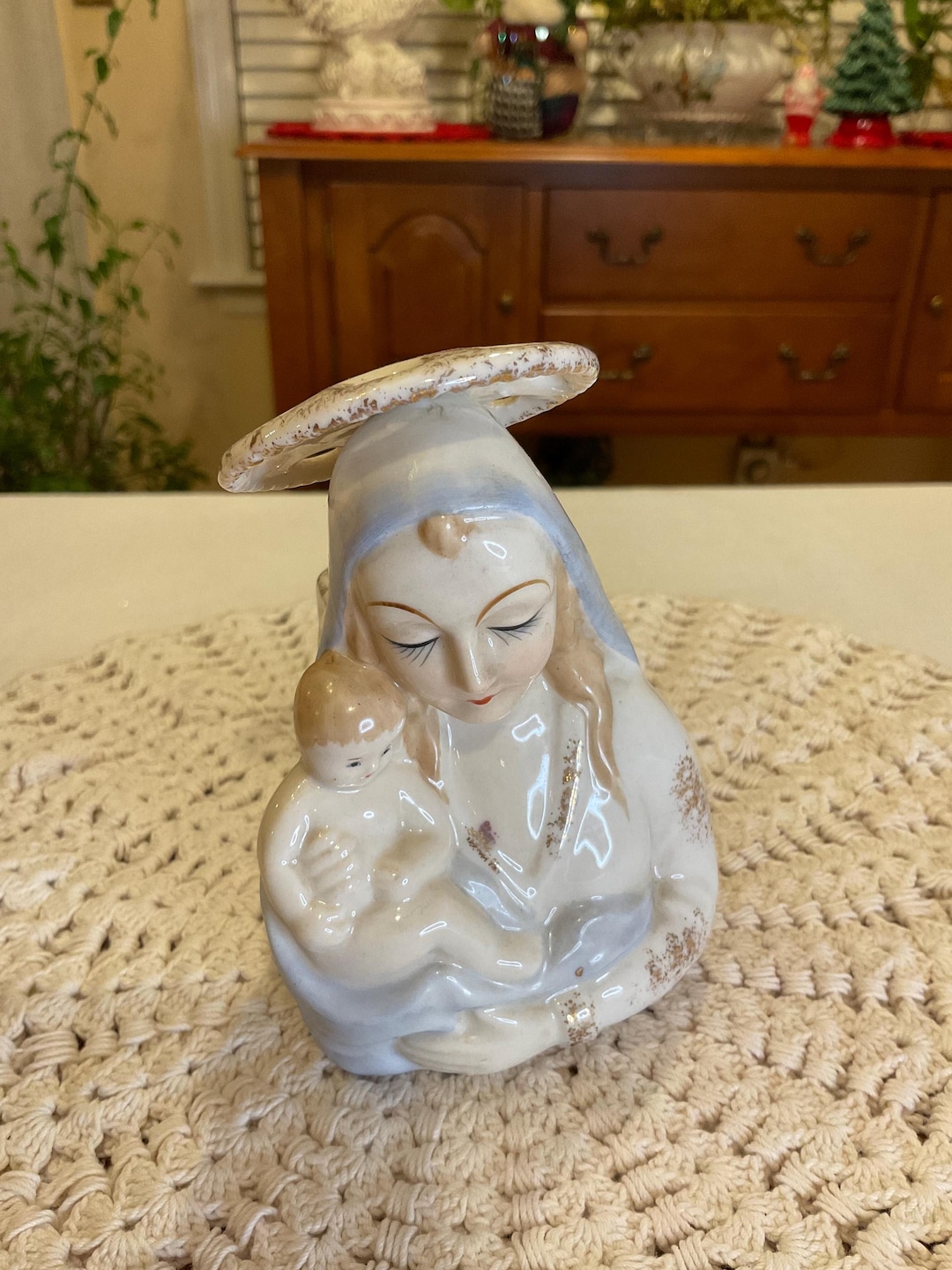 Vintage Shafford Mother Mary Jesus Planter, Collecting Religious Knick ...