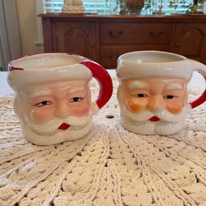 Vintage Set of 1950s Japan Made Santa Claus Face Mugs, Collecting ...